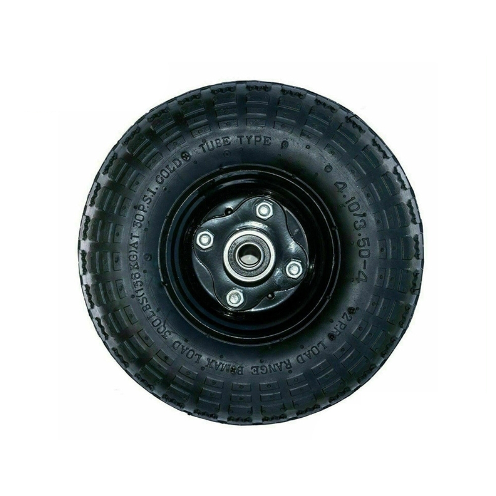 Pneumatic Wheel Utility Cart Tire Rubber Steel Rim Wheels 10" 4.10/3.50 ...