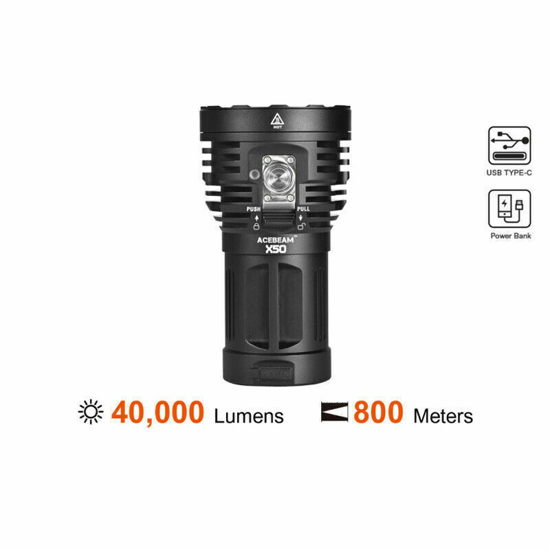 Ace Beam X50 Flashlight Super Bright LED Light 40000 Lumens Torch ...